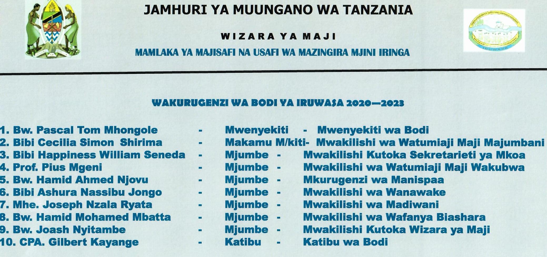 Mwanzo | IRINGA WATER SUPPLY AND SANITATION AUTHORITY